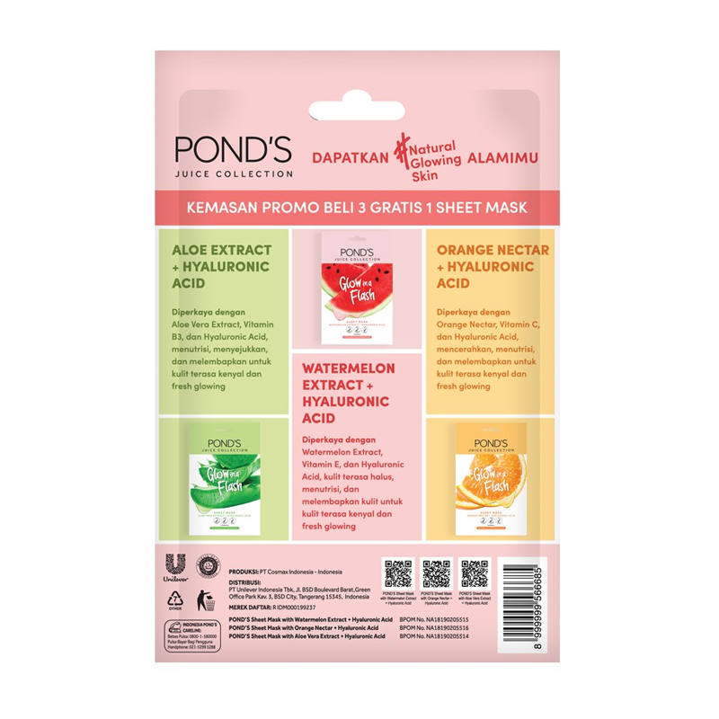Jual Ponds Juice Collection Sheet Mask Bundle Pack (Beli 3 Gratis 1 ...