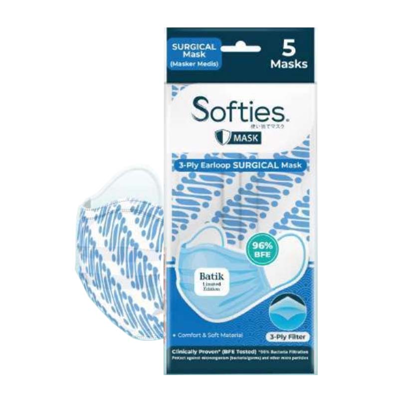 Jual Softies 3 Ply Earloop Daily Mask (Batik Parang Design) Coklat 5s ...
