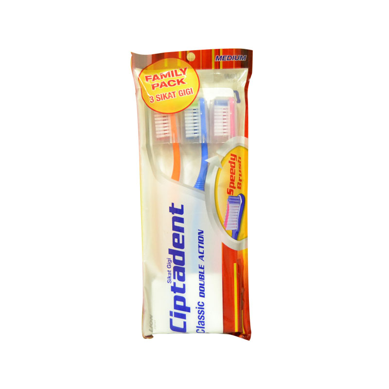 Jual Ciptadent Toothbrush - Classic Double Action Medium Isi 3pack - HBHoz