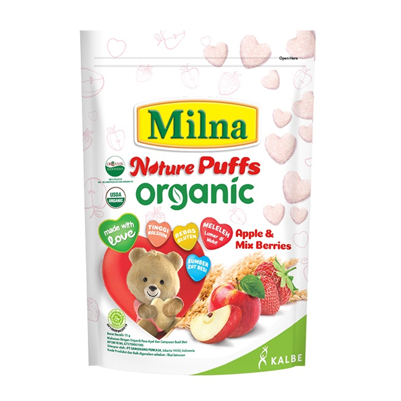 Jual Milna Nature Puff Organic Apple and Mix Berries 15gr - HBHoz