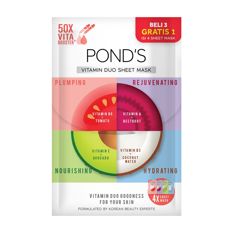 Jual Ponds Vitamin Duo Sheet Mask Bundle Pack (Beli 3 Gratis 1) - HBHoz