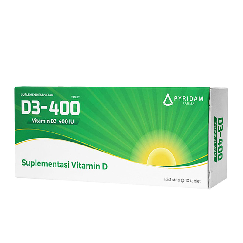 Jual D3-400 Vitamin D3 400IU 3 strip @ 10 tablet - HBHoz