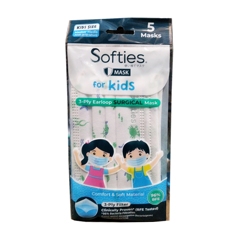 Jual Softies 3 Ply Earloop Surgical Mask For Kids 5s - HBHoz